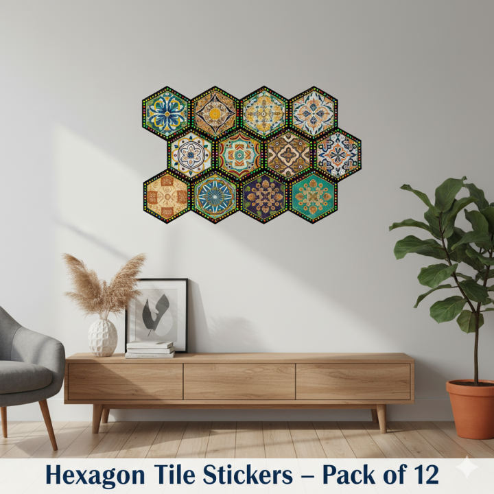 New Self Adhesive Hexagon Tile Stickers Pack of 12 – Waterproof ...