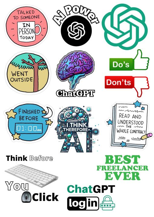 "Freelancing & ChatGPT Stickers for Laptop and Mobile - Stylish ...