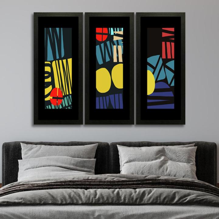 Set of 3 Modern Abstract Paintings Collage Art, Collage Frames for Wall ...