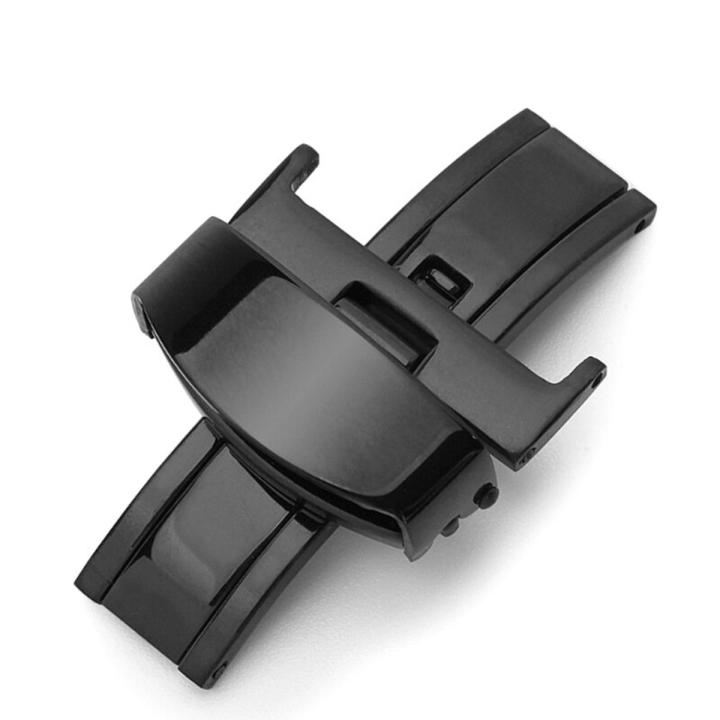 Stainless Steel Solid Double Push Button Fold Watch Buckle Butterfly ...