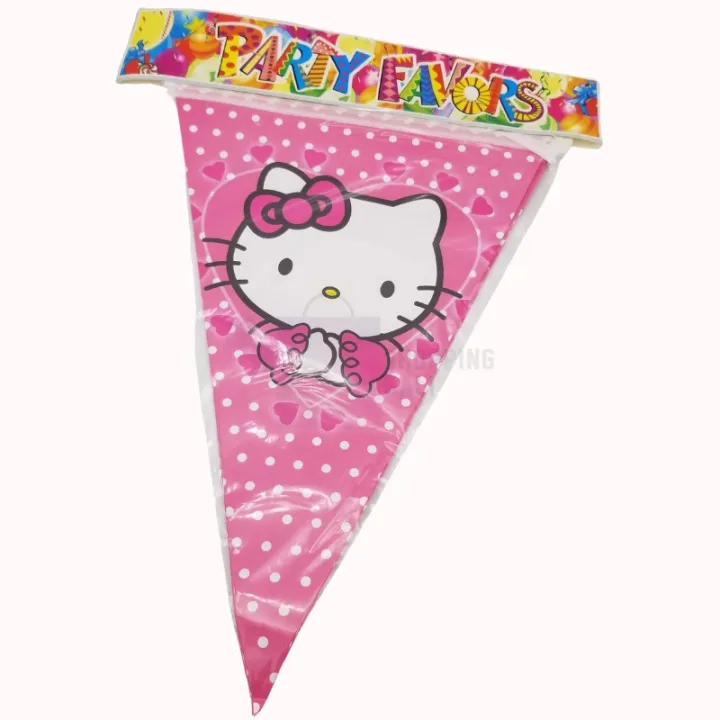 Hello Kitty Theme Buntings - 60 Inches Banner - Pink Color - Girls Theme - Pack Of 10 Buntings ...