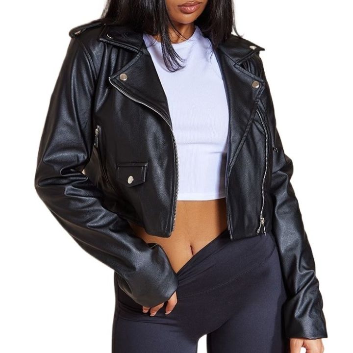 BLACK BASIC FAUX LEATHER BIKER JACKET | Daraz.pk