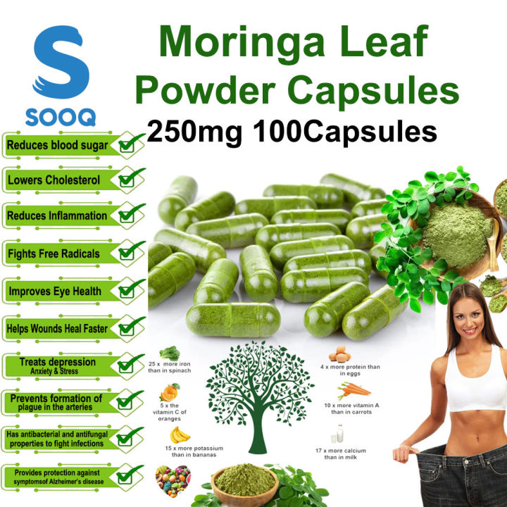 Moringa Leaf Powder Capsule 100% Natural Pure Organic 250mg 100 Capsules | Daraz.pk