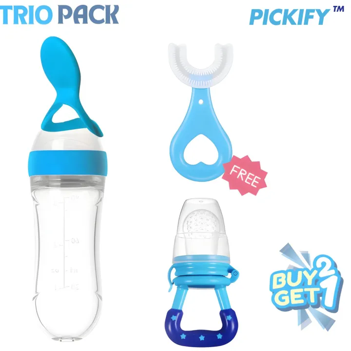 Baby Fruit Feeder Pacifier Set 3 in 1 - 90ml Silicone Baby Feeding ...