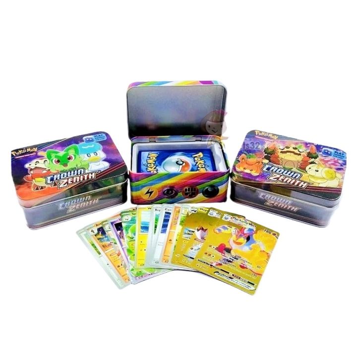Pokemon Trading Card Game Cartoon Characters in Metal Box Playing Card ...