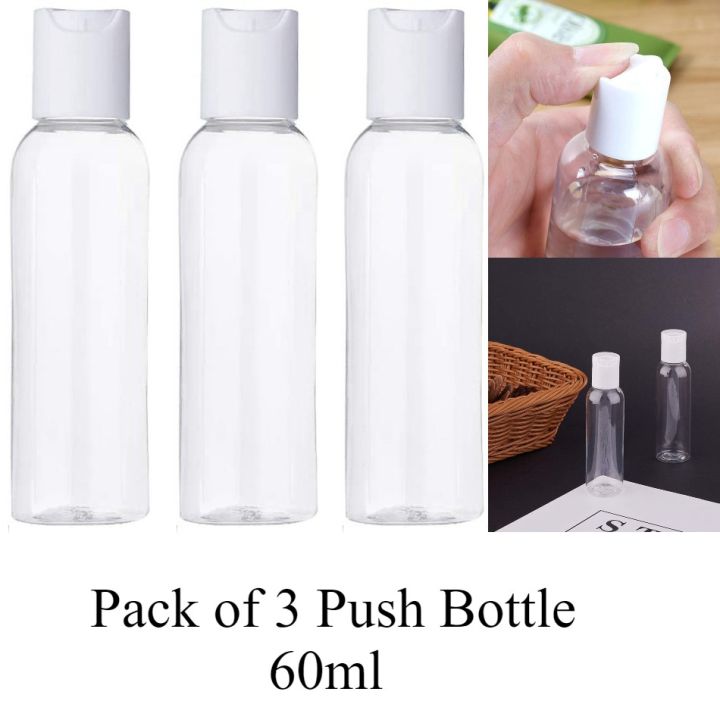 60ml Transparent Empty Plastic Bottles Press Push Bottle, Hair Oil ...