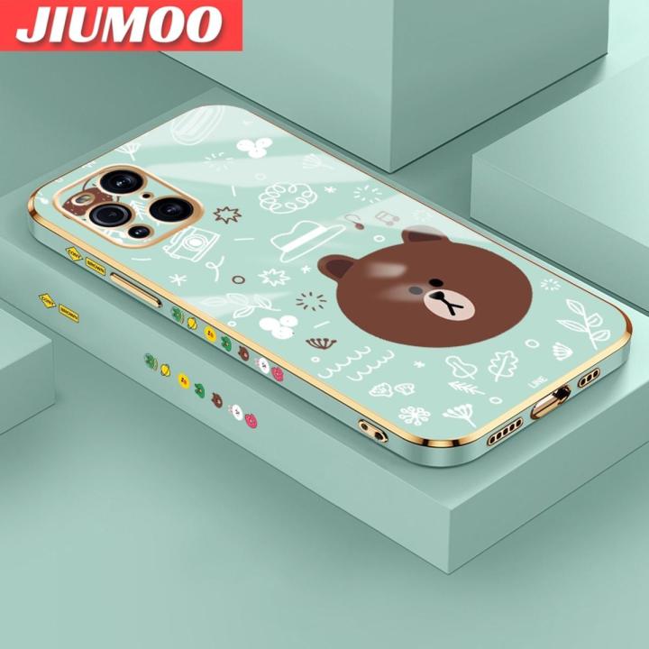 JIUMOO For OPPO Find X3 Find X3 Pro Case Fashion Cartoon Bear Side ...