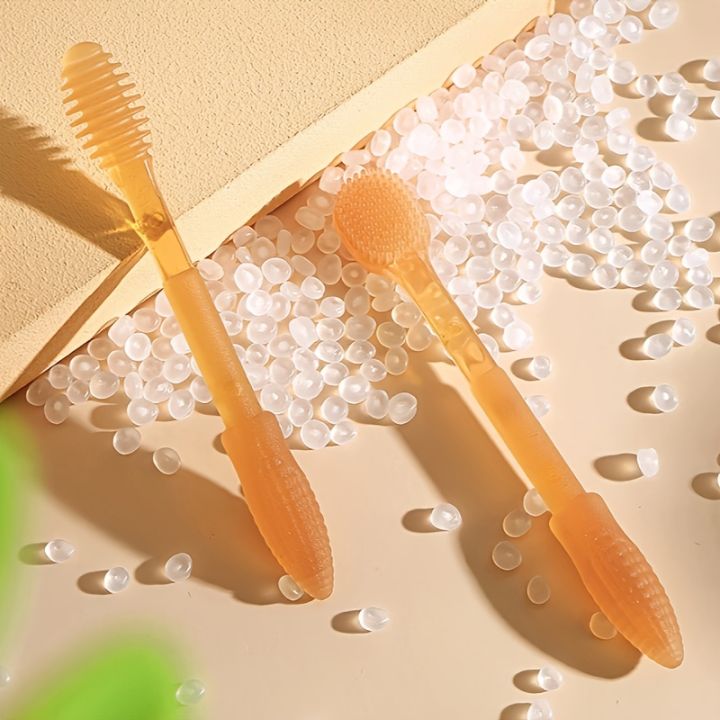 The 2PCS Silicone Baby Toothbrush is designed for infants aged 0-2 ...