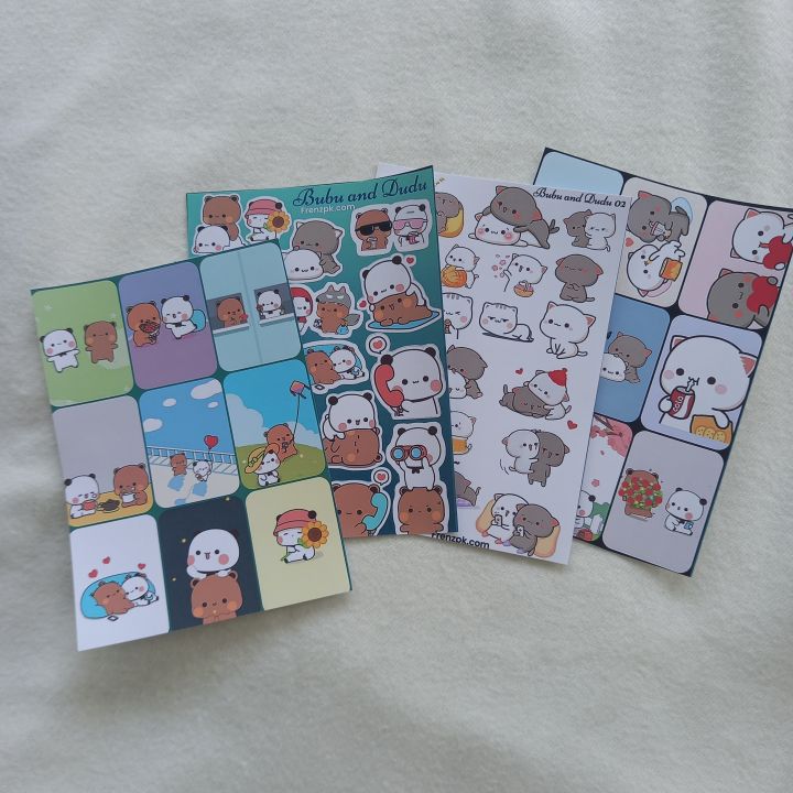 Bubu and Dudu Pack of 4 Mini UNCUT Sticker sheets - A6 size - 15 x 10 ...