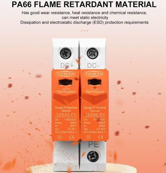 TOMZN DC SPD Din rail 2P 1000V 20KA~40KA House Lightning Surge ...