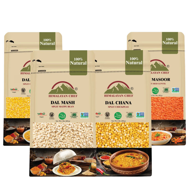 (Pack of 4) Himalayan Chef Daal Masoor Washed, Daal Mong Washed, Daal ...