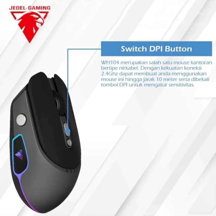 JeDEL WH104 Wireless Dual Mode 2.4Ghz and Bluetooth Rechargeable RGB ...