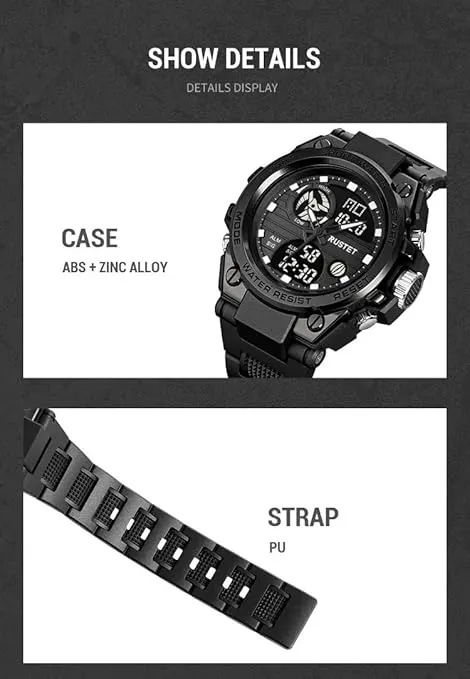 RUSTET Analogue - Digital Men's Watch Black Dial Black Colored Strap ...