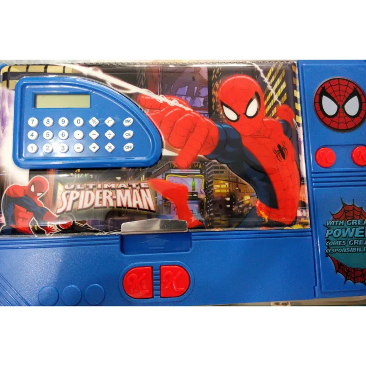 Large Button Spiderman fancy pencil box with calculator for kids | Daraz.pk