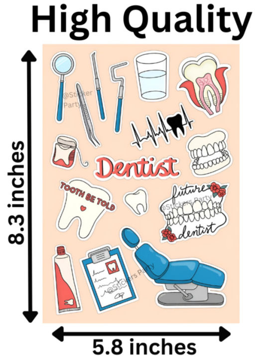 Dentist Sticker Sheet A5 Size Uncut Journal Scrapbook (8.3x5.8 inches ...