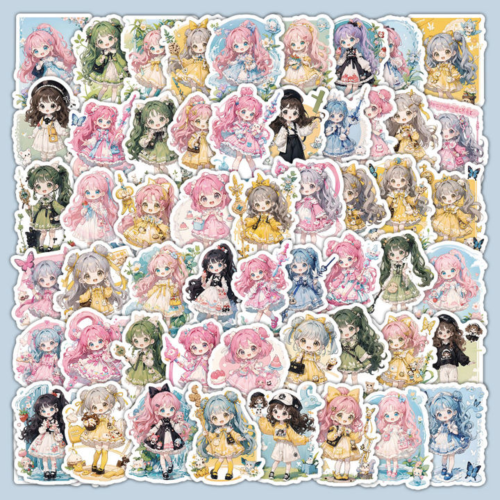 60 cute magical girl cartoon stickers, 2D decoration for suitcase ...