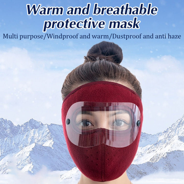 Full Face Cycling Ear Protection Mask Goggles Cold Wind And Dust ...