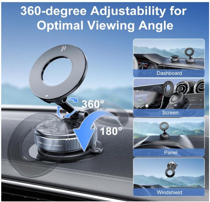 Vacuum Magnetic Phone Holder for Car 2025 Upgraded Foldable 360 Degree ...