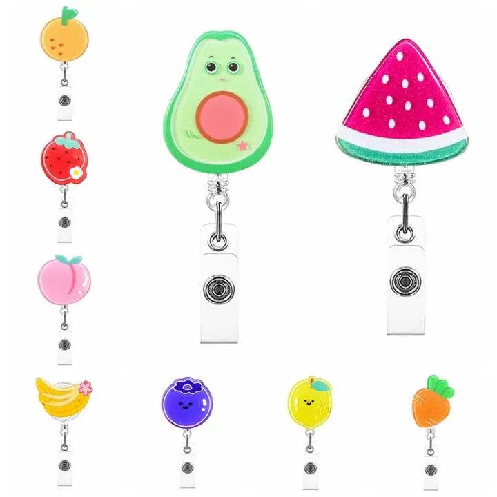 Office Supplies Telescopic Fruit Badge Reel Avocado Cute Cartoon ID ...