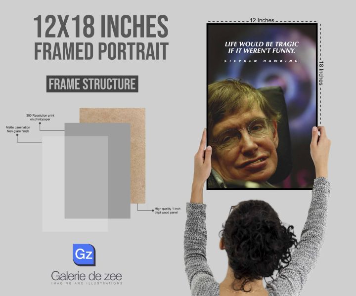 STEPHEN HAWKING Motivational 12x18 Inches Framed Portrait | Daraz.pk