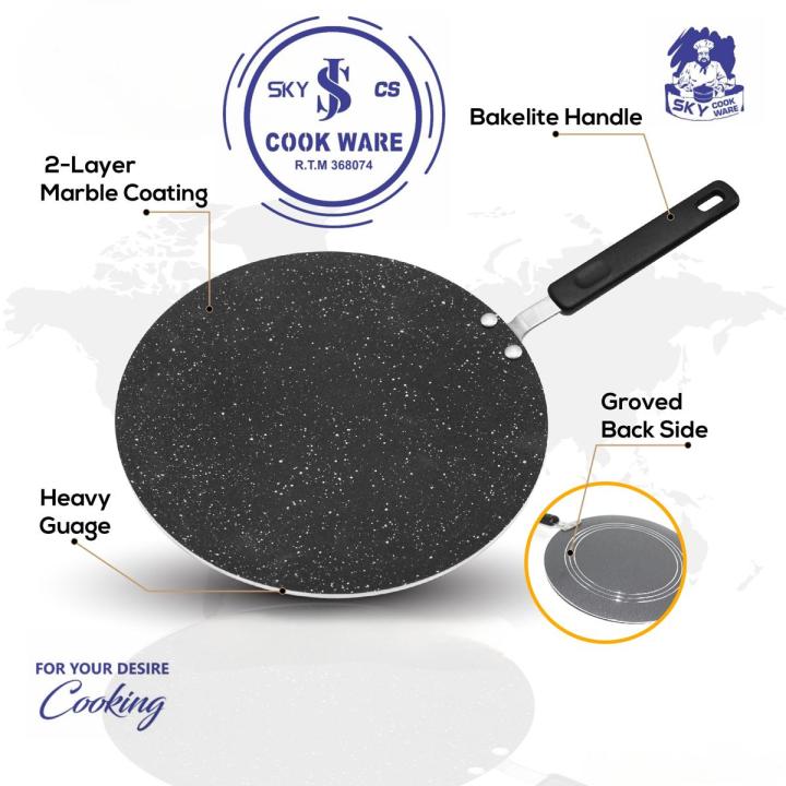 Tawa Non Stick Marble Coating 3D Becolite Handle 12/13/14inch | Daraz.pk