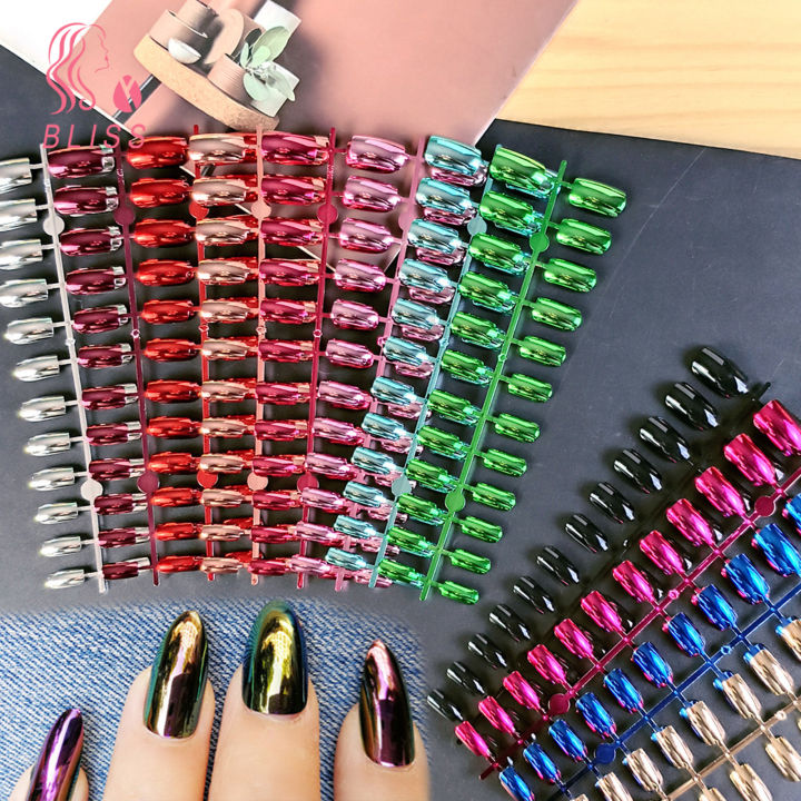 Bliss 24Pcs/Set False Nail Long-lasting Full Cover Fadeless High Gloss ...