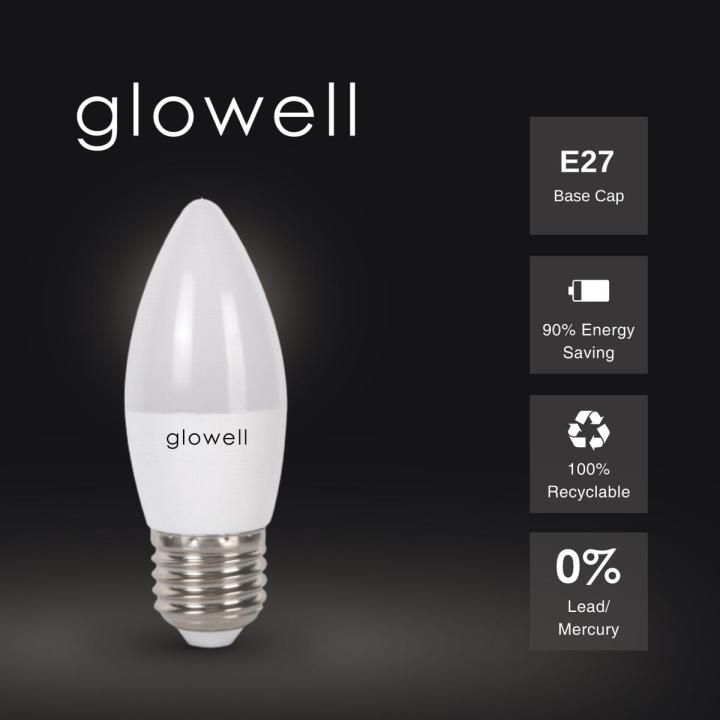 Glowell LED Candle Bulb 5 Watt - Frosted - E27 (Screw Type) | Daraz.pk