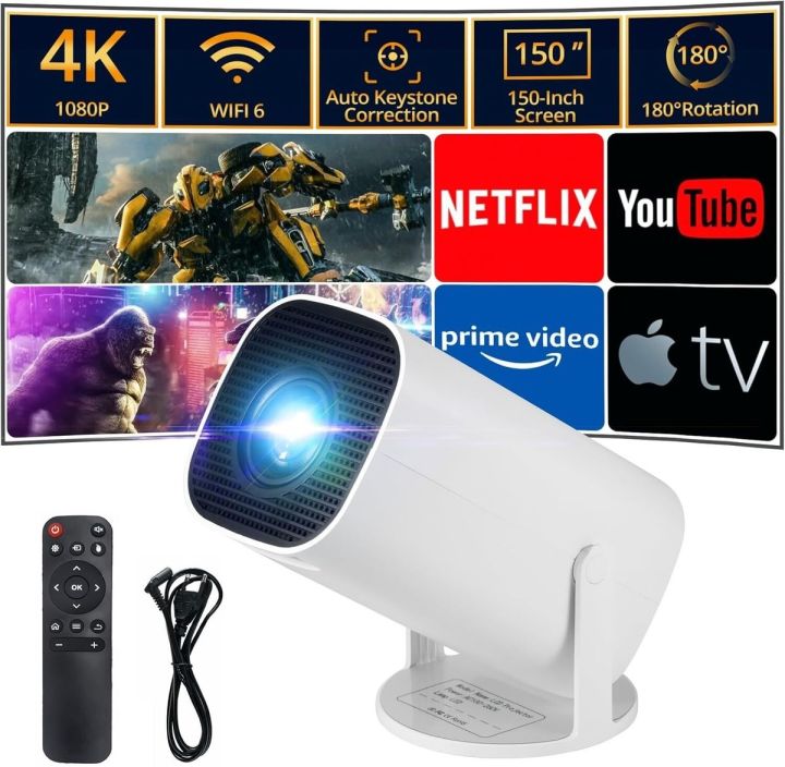 Projector 4K Android Projector , Native 1080P 390ANSI Dual Wifi6 BT5.0 ...
