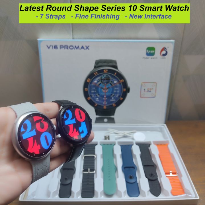 Round Shape Smart Watch Series 10 - V16 Pro Max Round Dial Smart Watch For Men & Women | Daraz.pk