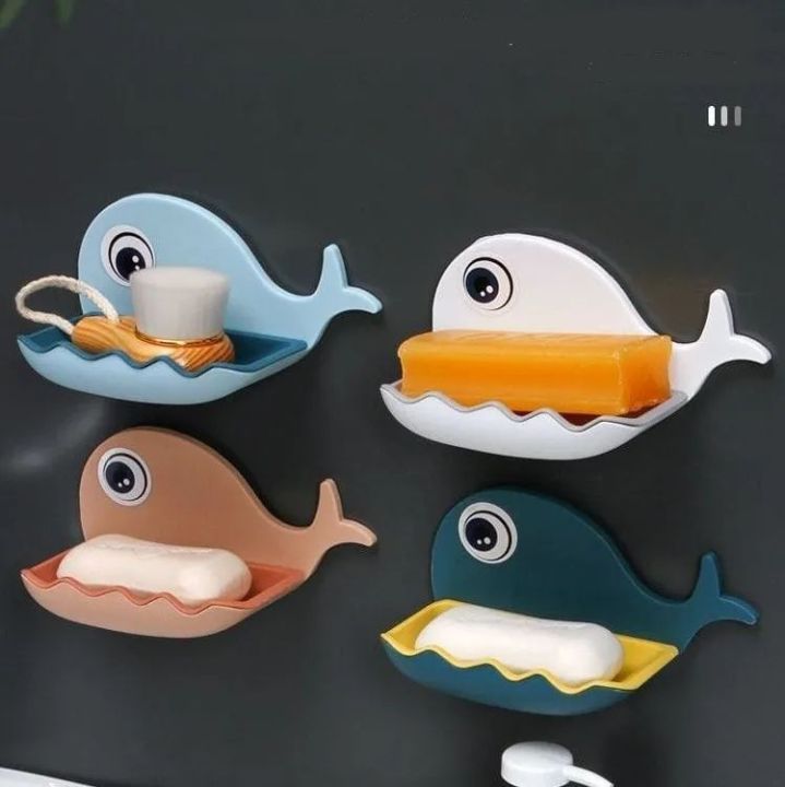 Fish Shape Soap Box Bathroom Drain Soap Holder Rack Self Adhesive Wall ...