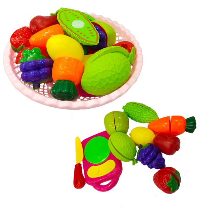 Cutting Fruits And Vegetables Toys With Beautiful Basket - 11 PCS ...