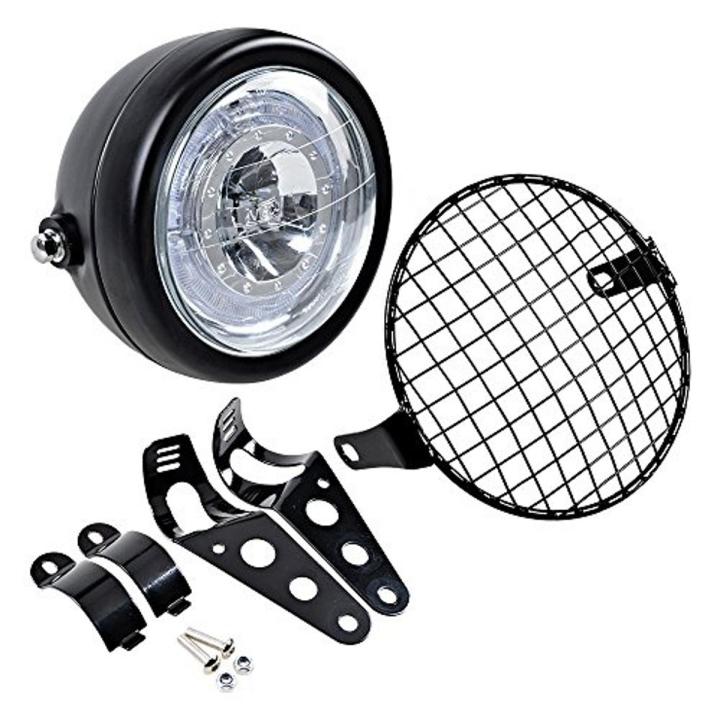 Universal Round 6.5 Motorcycle Headlight Mesh Grill Side Mount Cover ...