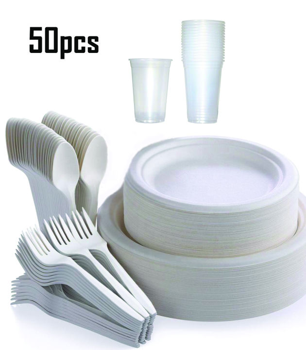 Pack Of 50 - Disposable Dinner Set | Daraz.pk