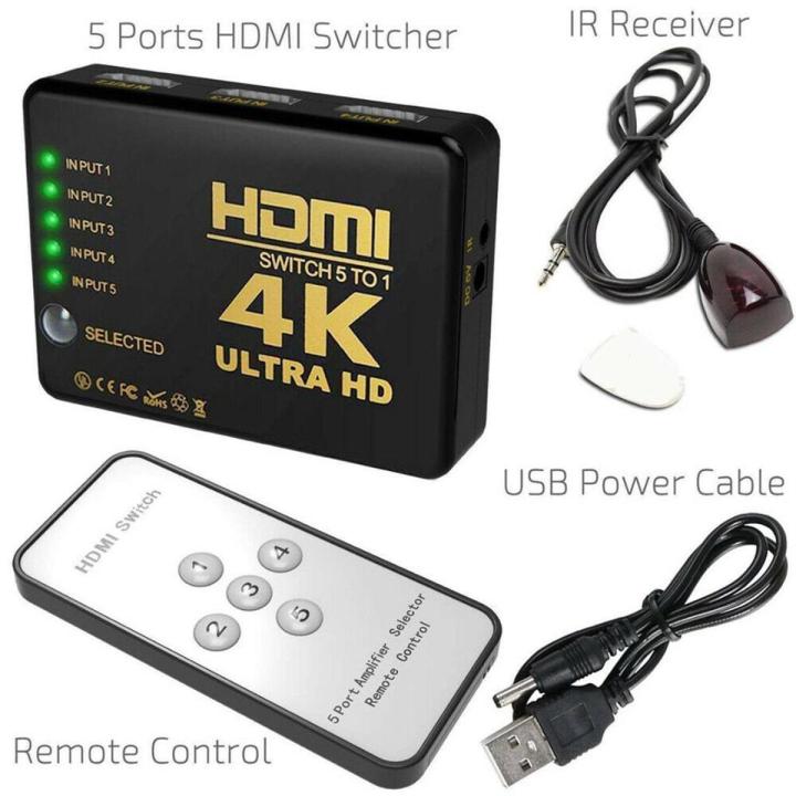 HDMI Switch 4k, 5 in 1 out 4k HDMI Splitter, HDMI Multi Port Switch ...