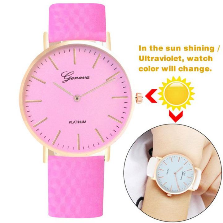 Ready Stock Fashion Geneva Women's Watch Temperature Sun UV Color ...