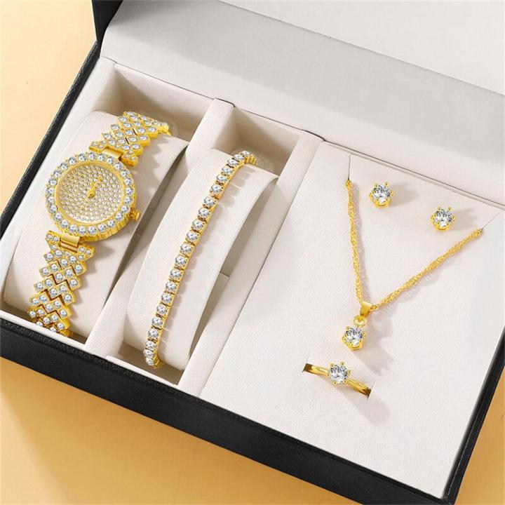 Watches Set Luxury Rhinestone Women Fashion Elegant Wristwatch Quartz ...