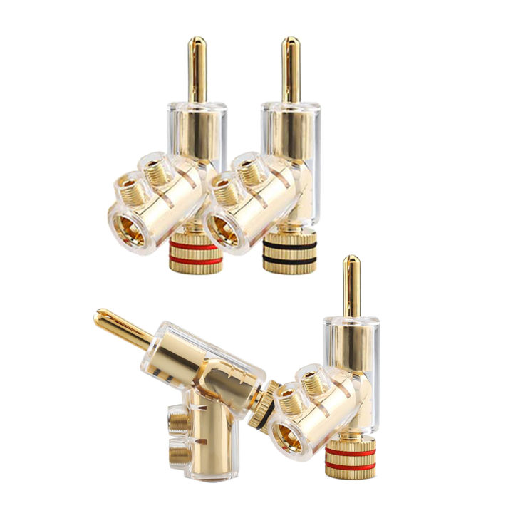 4 Piece 4MM Banana Plugs Screw Locking Connectors for AV Receiver ...