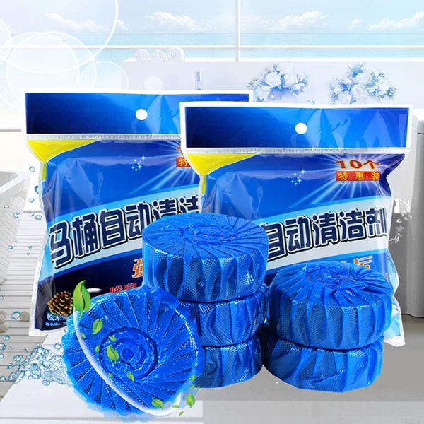 10Pcs Blue Automatic Toilet Cleaner Stain Remover Tabs Tablet Flush ...
