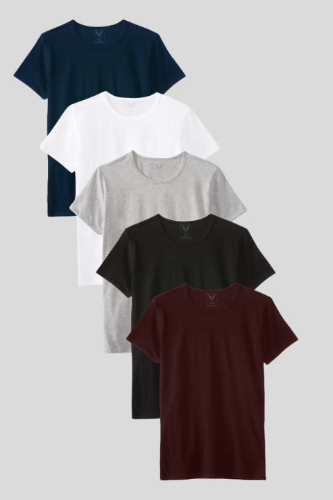 Premium Basic Short Sleeve T-Shirt (Pack of 5) | Daraz.pk