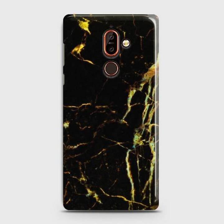 Nokia 7 Plus Cover - SkinLee HQ Hard Case - Black Gold Veins Marble ...