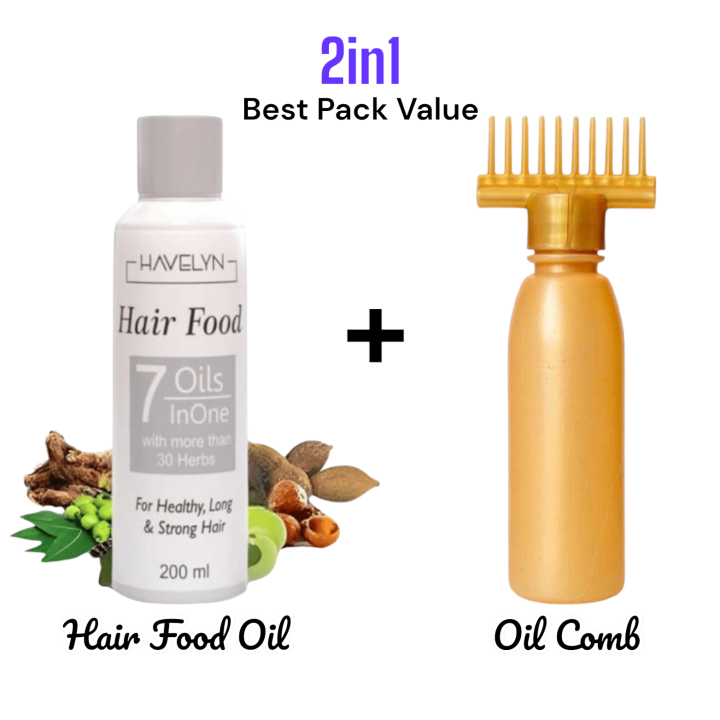 Pack of 2: 7-in-1 Hair Food Oil & Hair Oil Applicator Comb Bottle ...