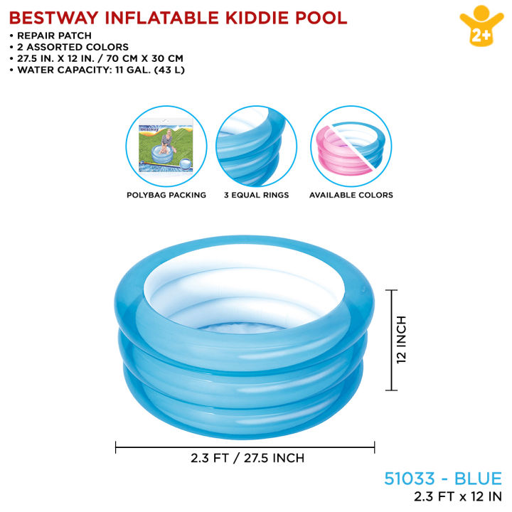 Bestway Kids Inflatable Pool & Bath Tub Collection, Infltable Kiddie 2 ...