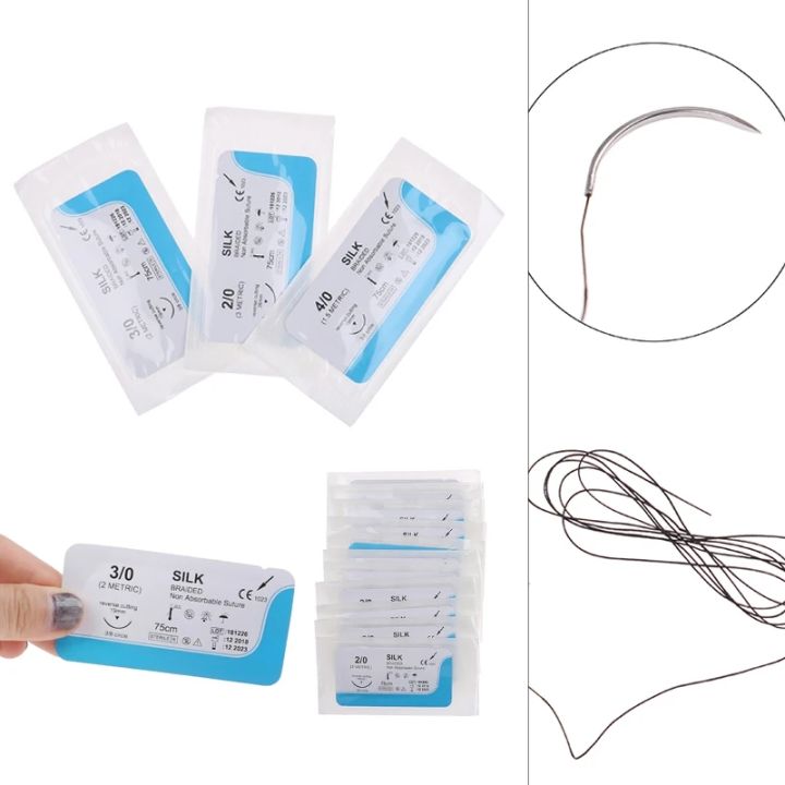 Premium Silk Sutures Thread 3 Pieces Silk Braided Sutures Natural Non ...