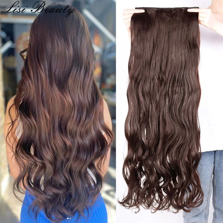 5 Clip In Hair Extensions Long Wavy Hairstyle Heat Resistant Fiber ...