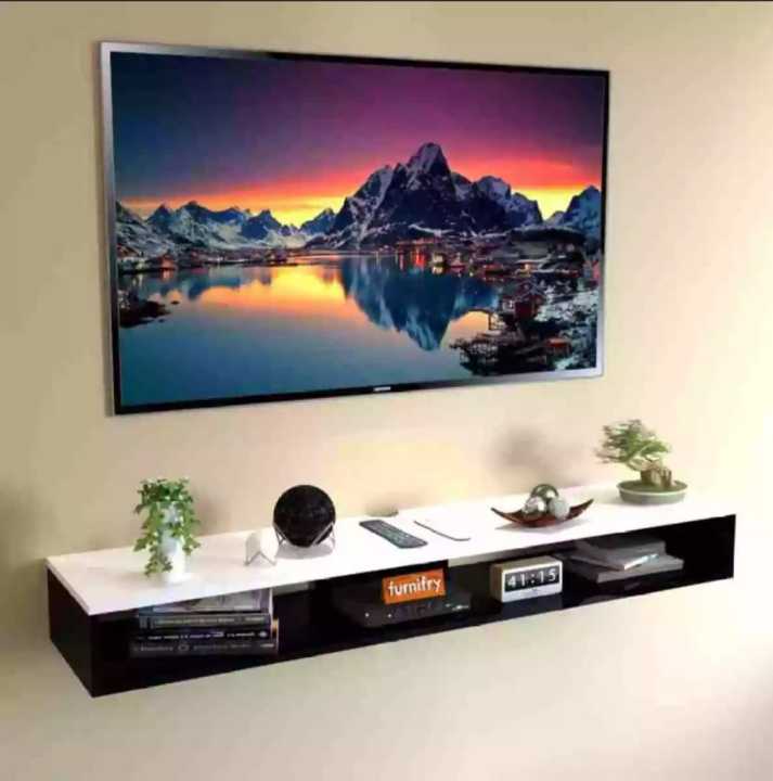 Led tv shelf Wall mounted Lcd racks Wall Mounted Media Console Floating ...