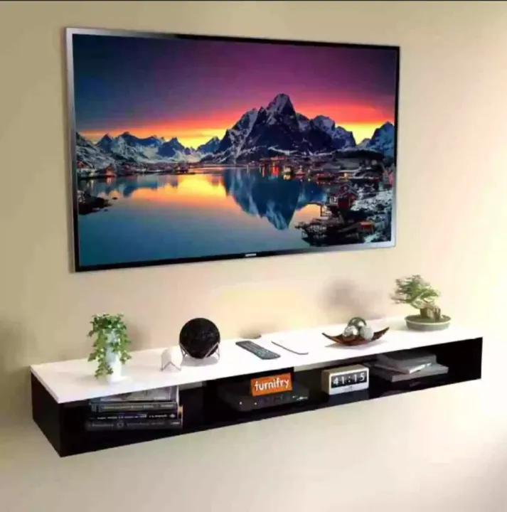 Led tv shelf Wall mounted Lcd racks Wall Mounted Media Console Floating ...