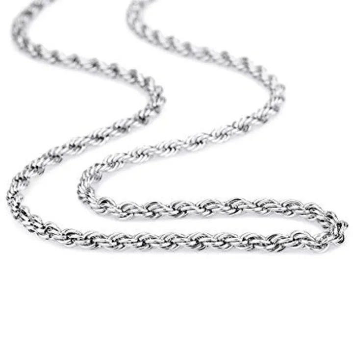3mm MH Stainless Steel Long Last Color Silver Rope Neck Chain for Boys ...