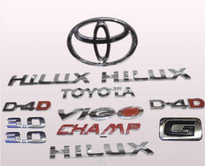 Toyota Vigo Champ 3.0 Monogram Complete Set – Chrome Car Emblem Badge ...