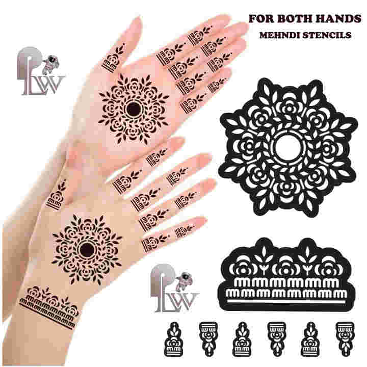 Mehndi sticker stencils, Mehndi design, Mehndi sticker Instant Mehndi ...