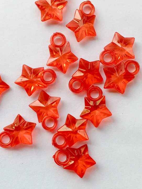Beads for DIY Crafts. Red Flower Tussle (Latkan) Acrylic Beads. Pack of ...
